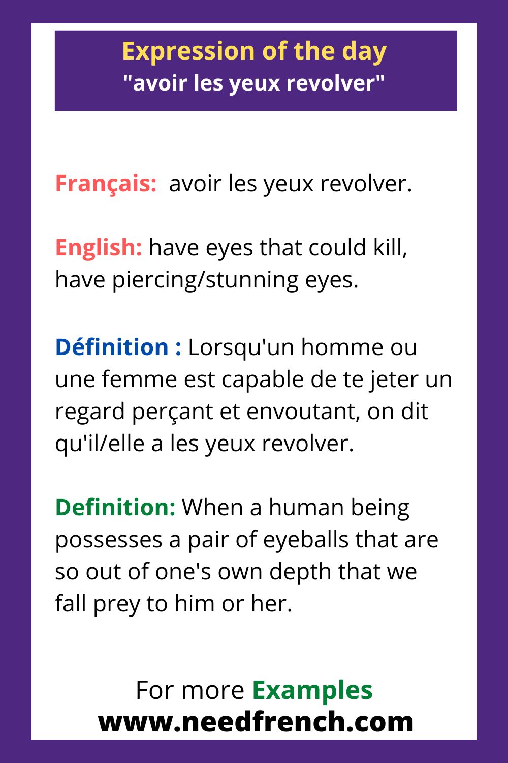 Expression of the day “Avoir les yeux revolver” in French - NeedFrench