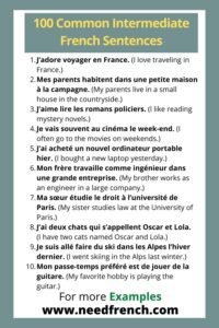 100 Common Intermediate French Sentences for Conversation Practice ...